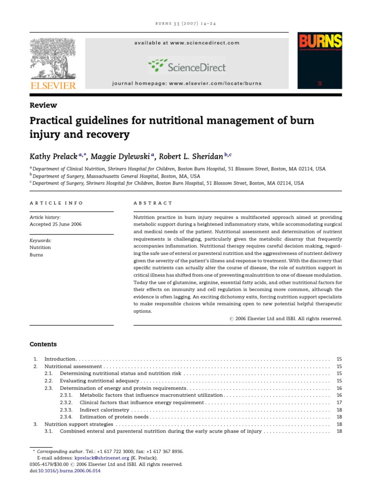 Nutritional Management of Burn Injury PDF | PDF | Burn | Nutrition