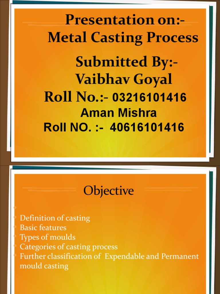 Metal Casting Process (Engineering Workshop) | PDF | Casting ...