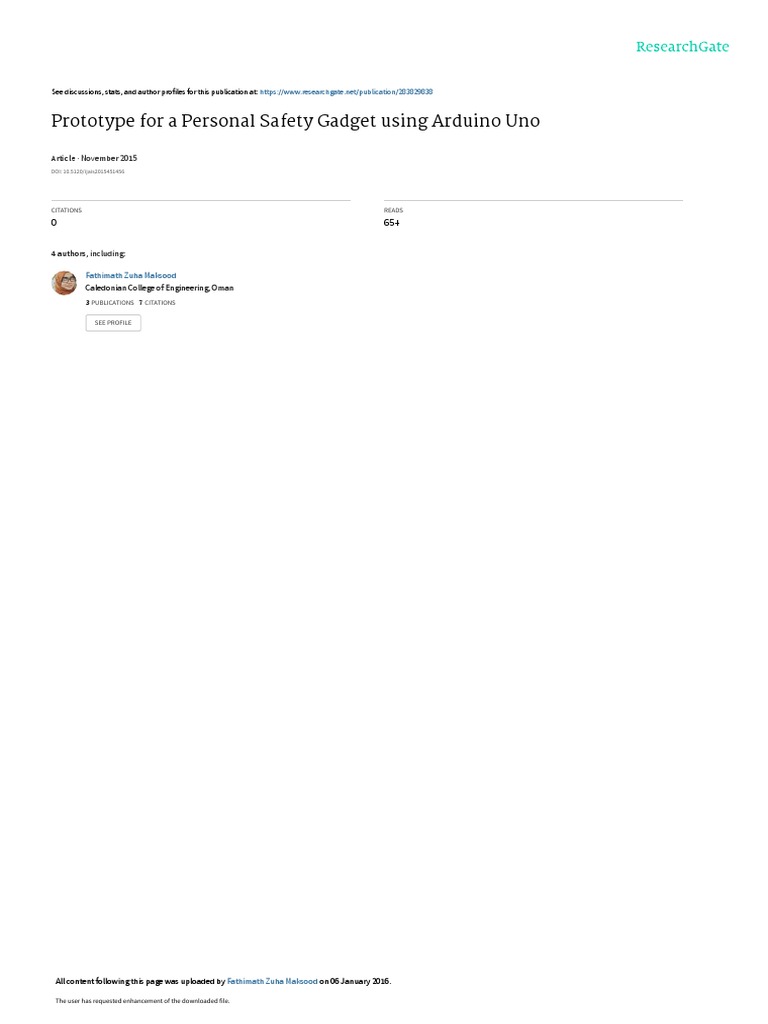 Prototype For A Personal Safety Gadget Using Ardui | PDF | Arduino ...