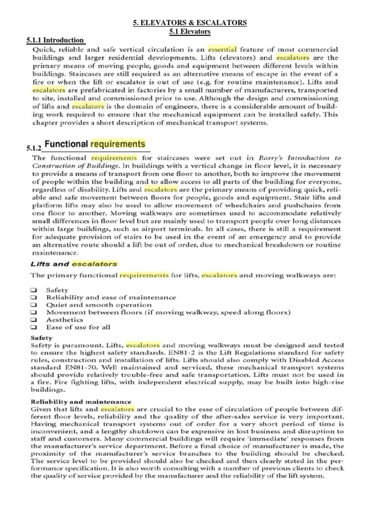 Elevators & Escalators 5.1 Elevators | PDF | Escalator | Elevator
