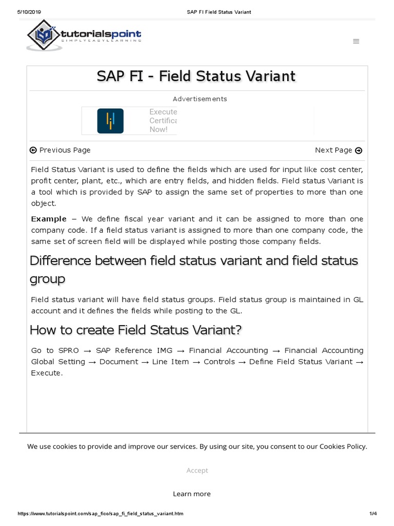 SAP FI - Field Status Variant | PDF | Http Cookie | Information Technology