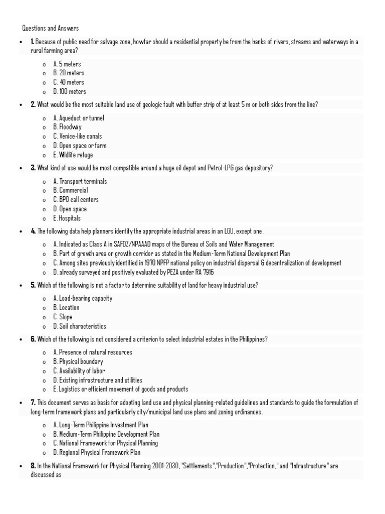Sample Qs | PDF | Zoning | Urban Sprawl