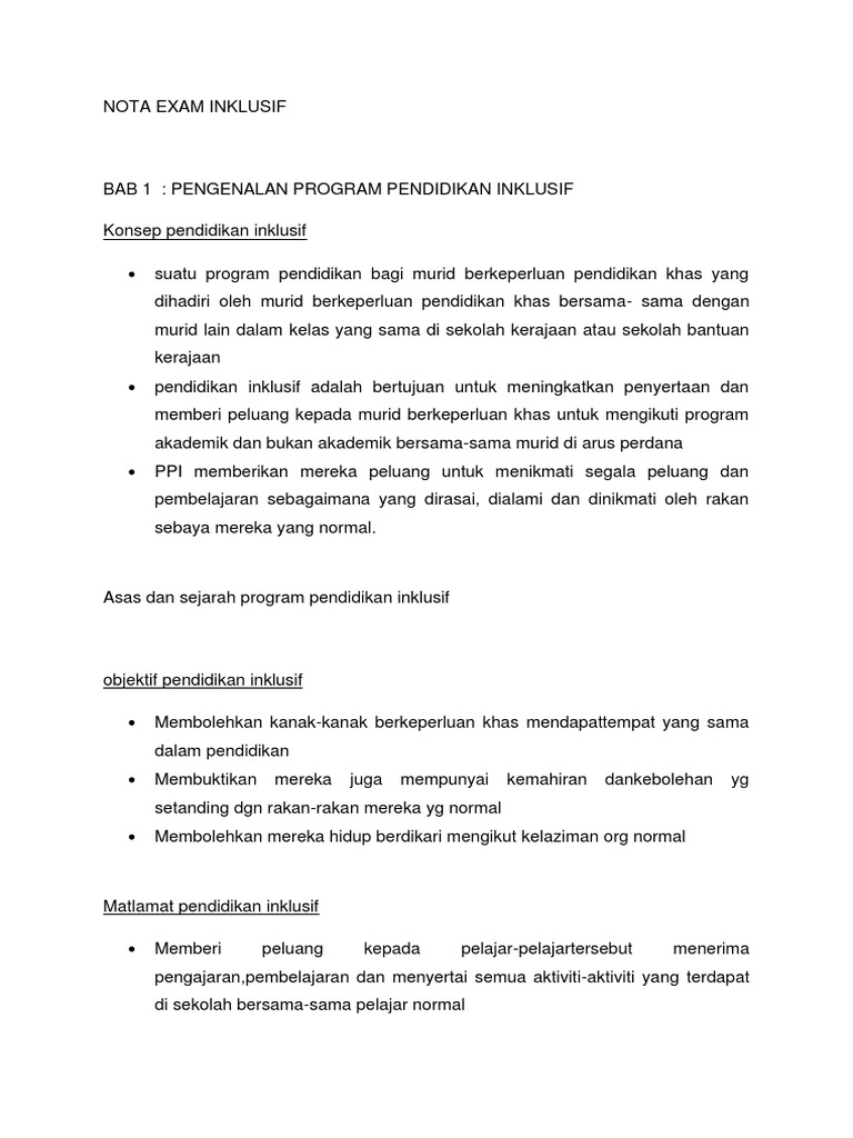 Nota Exam Inklusif | PDF