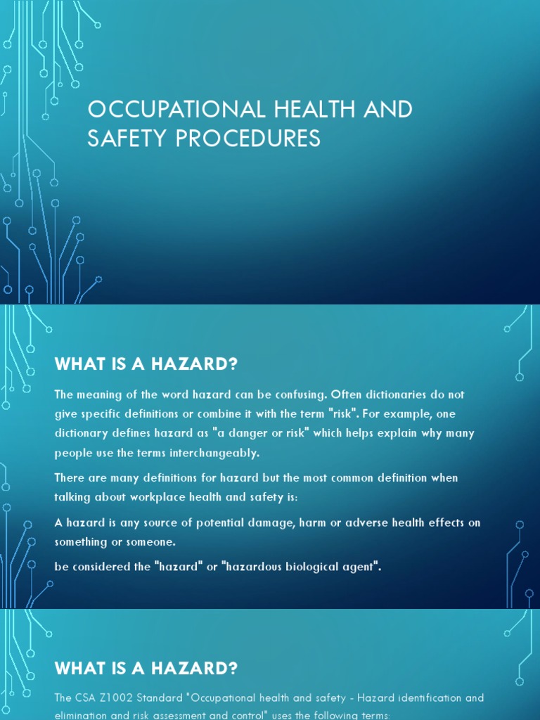 Occupational Health and Safety Procedures | PDF | Hazards | Risk