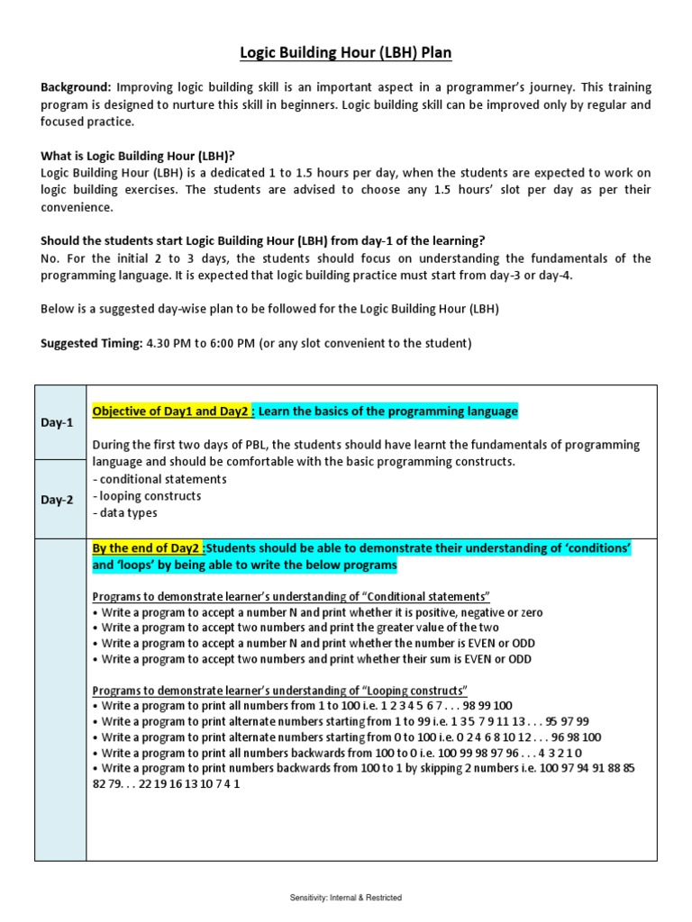 Beginner Programmer Logic Plan | PDF | Numbers | Programming Language