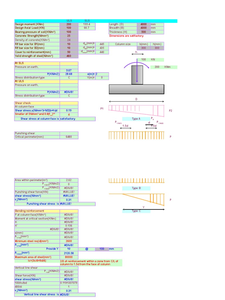 Isolated & Combined Footing Design Bs8110.1985 | PDF | Column ...