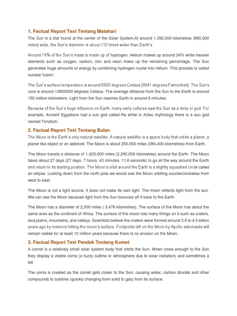 Teks Factual Report | PDF | Sun | Moon