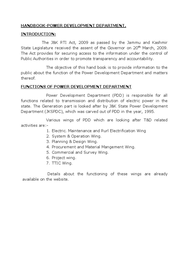 Handbook-Power Development Department | PDF | Transformer | Electric ...
