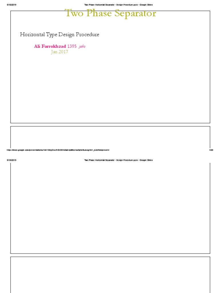Two Phase Horizontal Separator - Design Procedure - PPSX - Google ...