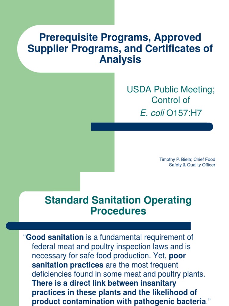 Prerequisite Programs, Approved Supplier Programs, and Certificates of ...