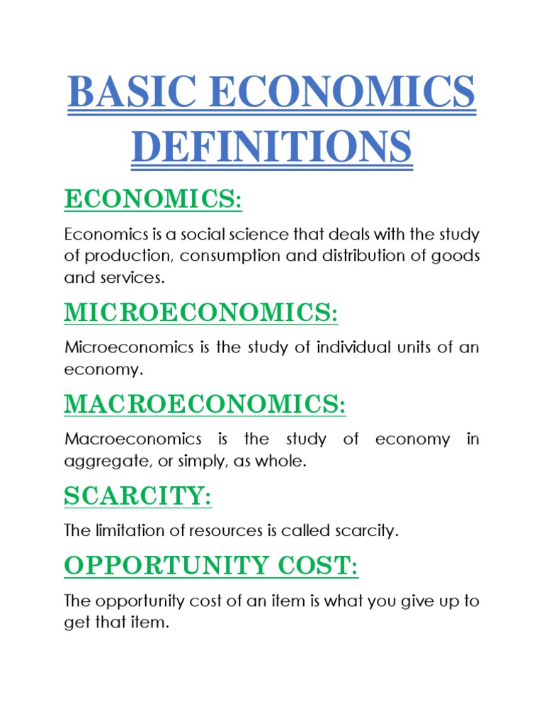 Basic Economics Definitions | PDF