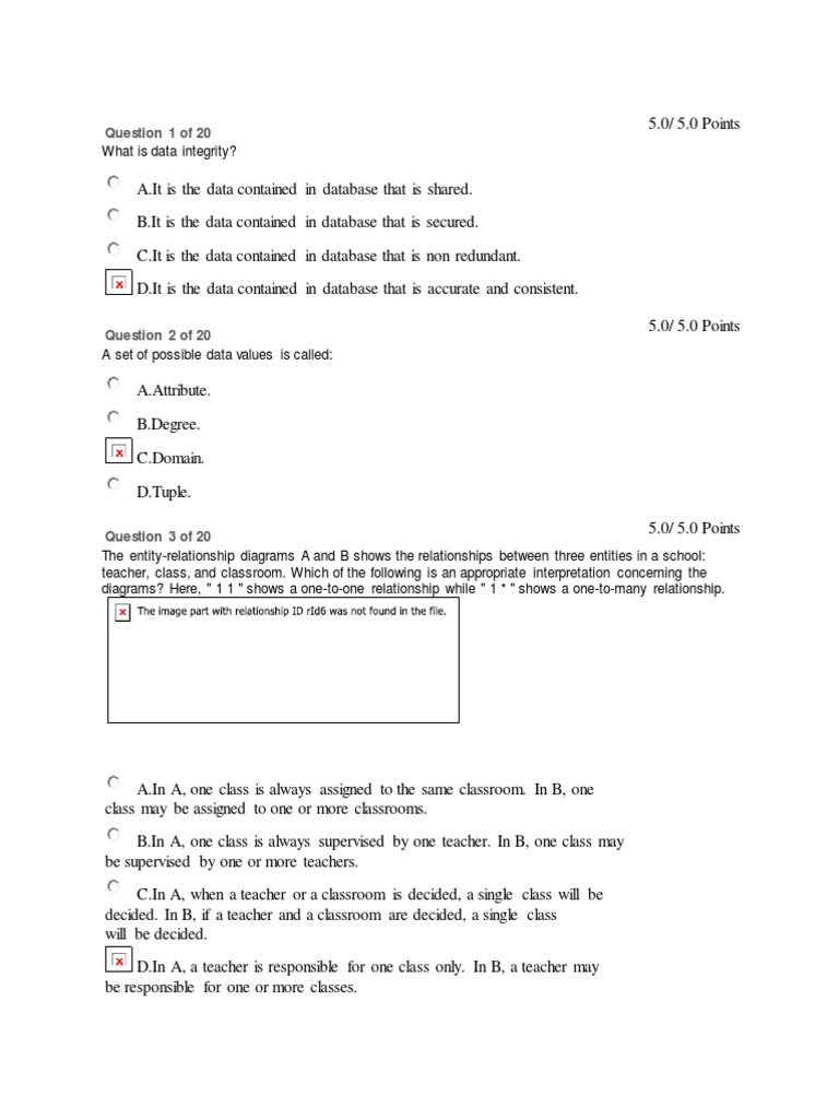 Question 1 of 20 | PDF | Relational Database | Databases