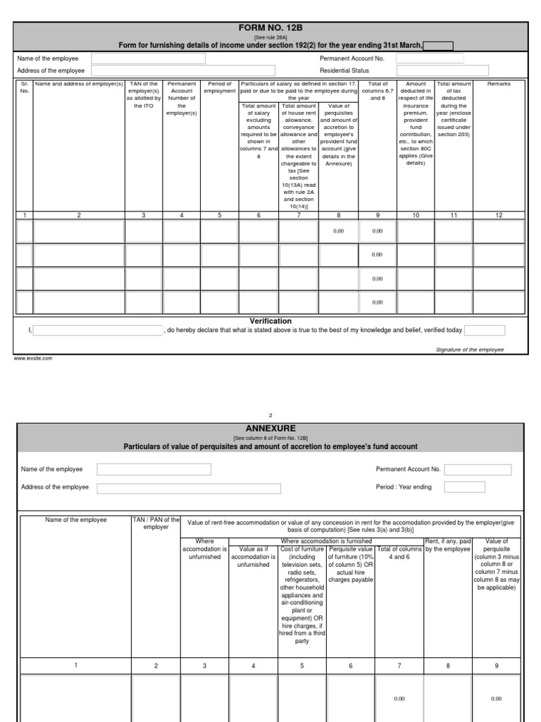 Annex 6 - Form 12B PDF | PDF | Employee Benefits | Employment