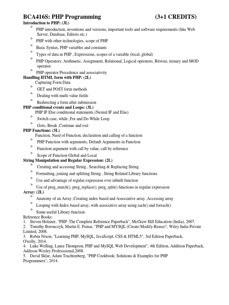 PHP Programming PDF | PDF | Php | Control Flow