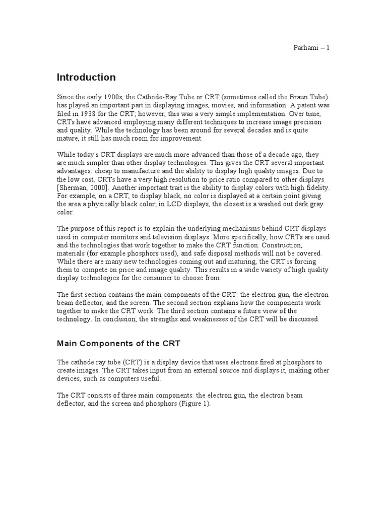 Main Components of The CRT | PDF | Cathode Ray Tube | Computer Monitor