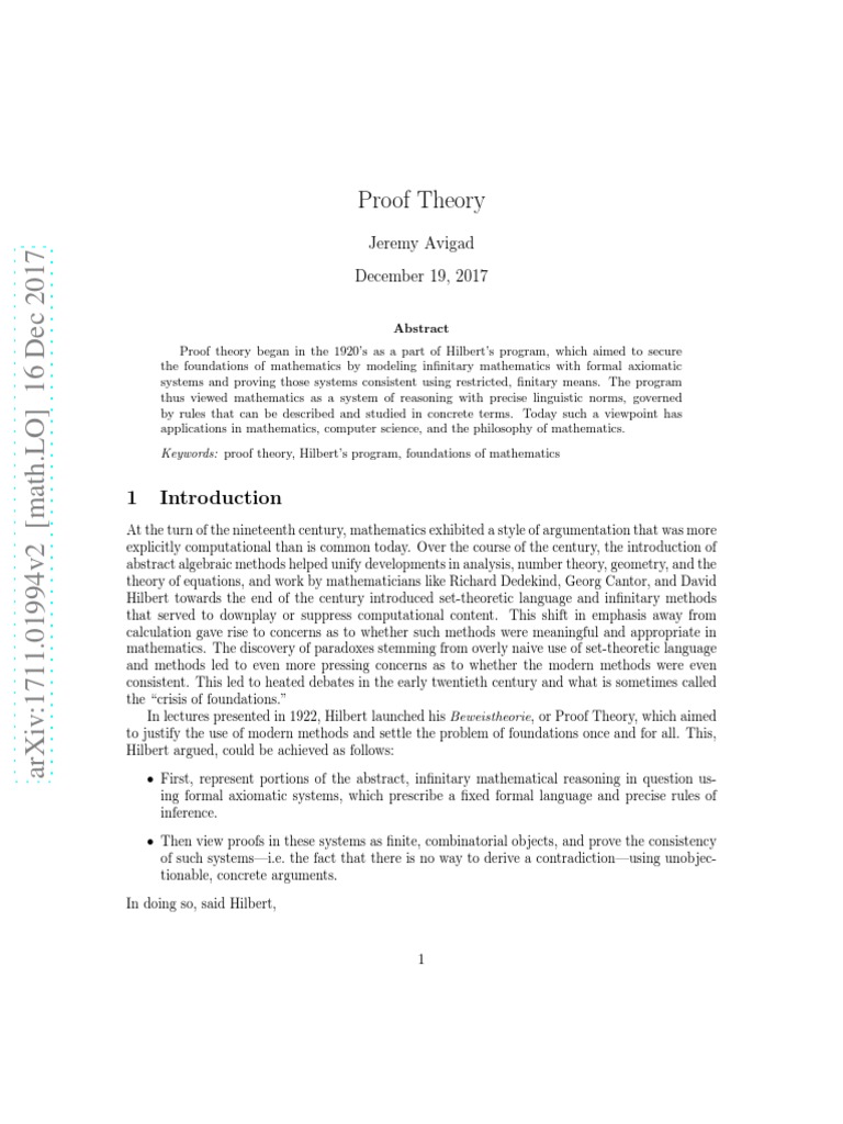 Proof Theory | PDF | Mathematical Logic | Axiom