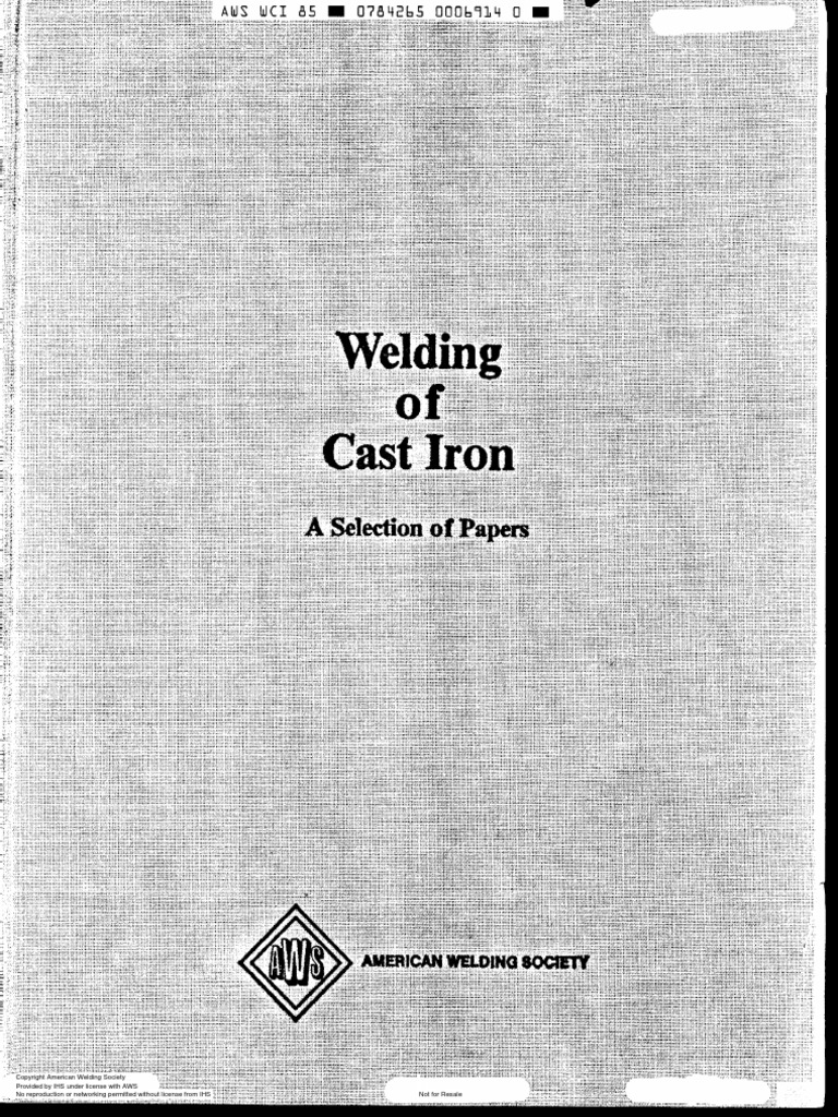 AWS - Welding of Cast Iron - Papers PDF | PDF | Welding | Construction