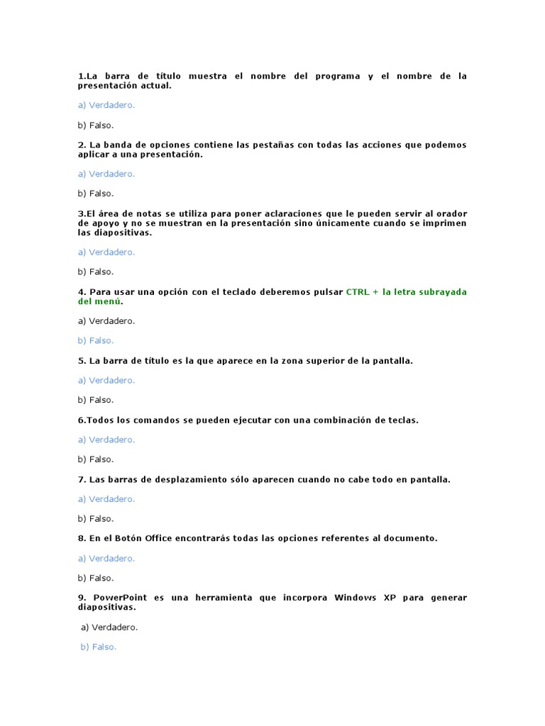 Preguntas PowerPoint | PDF | Microsoft PowerPoint | Point and Click