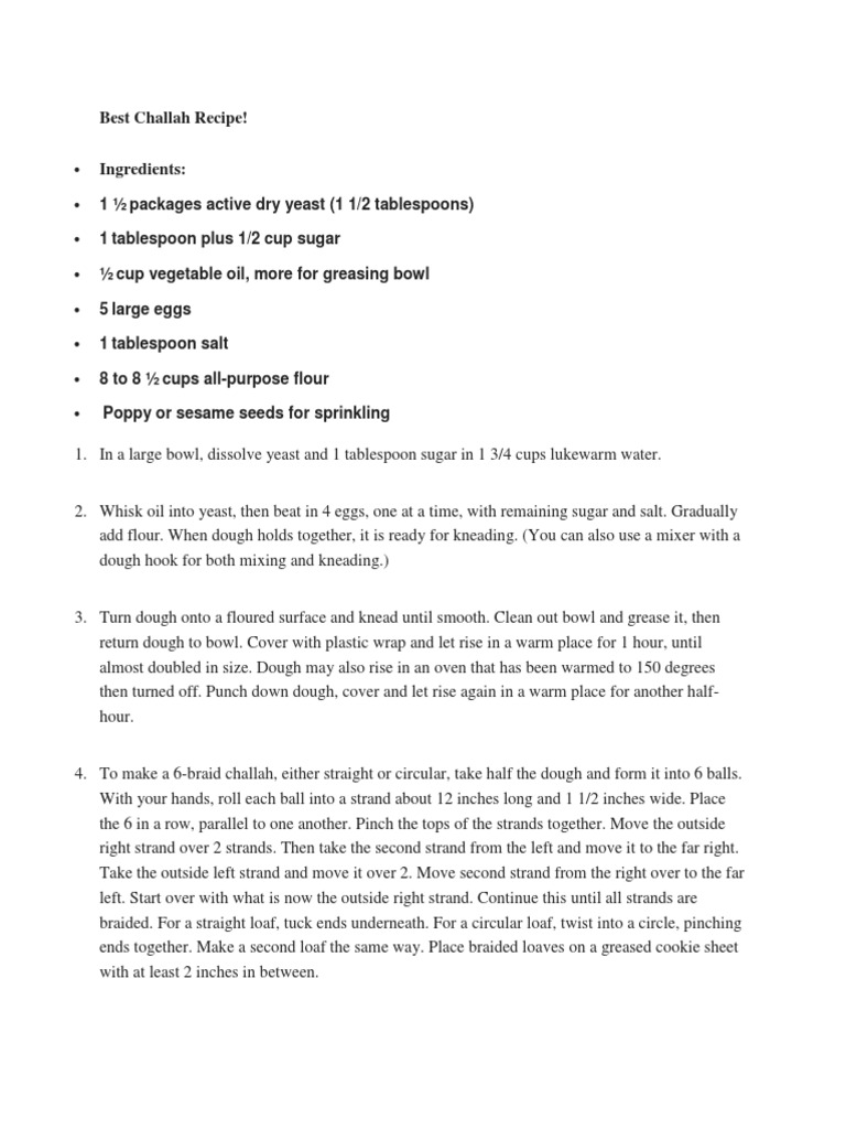 Best Challah Recipe | PDF