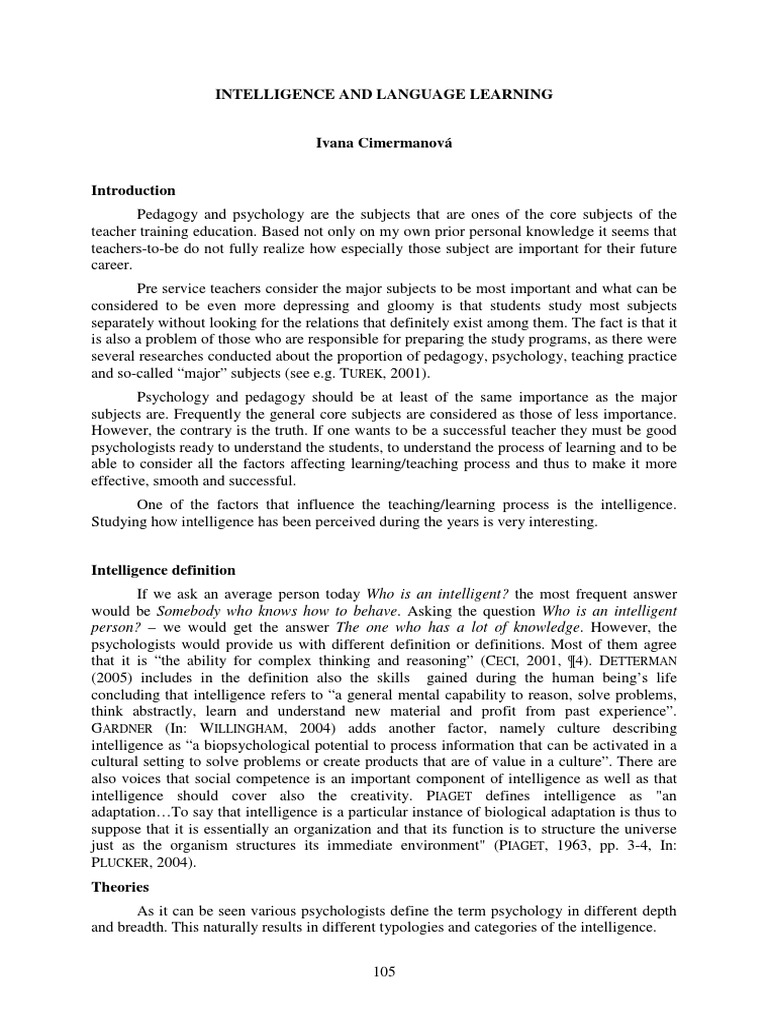 Intelligence and Language Learning | PDF | Intelligence | Intelligence Quotient