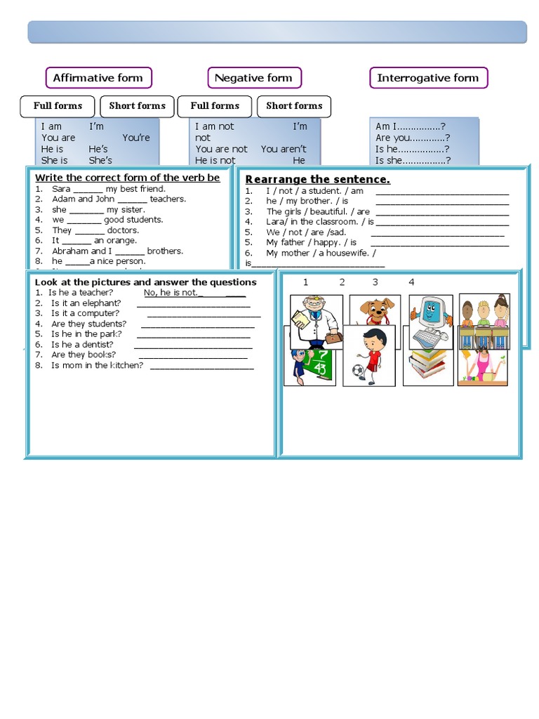 Verb Be Activities Promoting Classroom Dynamics Group Form 92997 | PDF ...