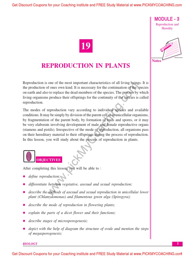 Reproduction in Plants: Module - 3 | PDF | Sexual Reproduction ...