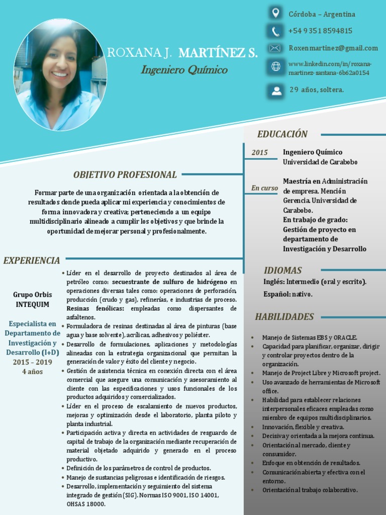 CV Roxana Martinez | PDF | Investigación y desarrollo | Ingeniería Química