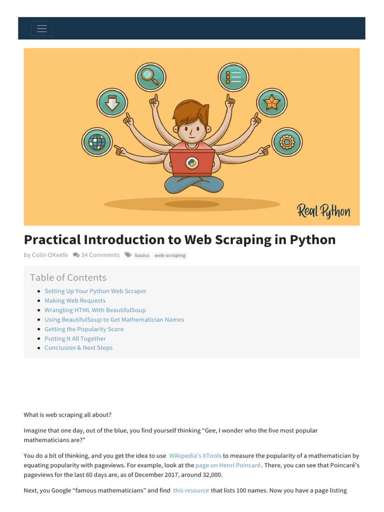 Practical Introduction To Web Scraping in Python | PDF | Html | Parsing