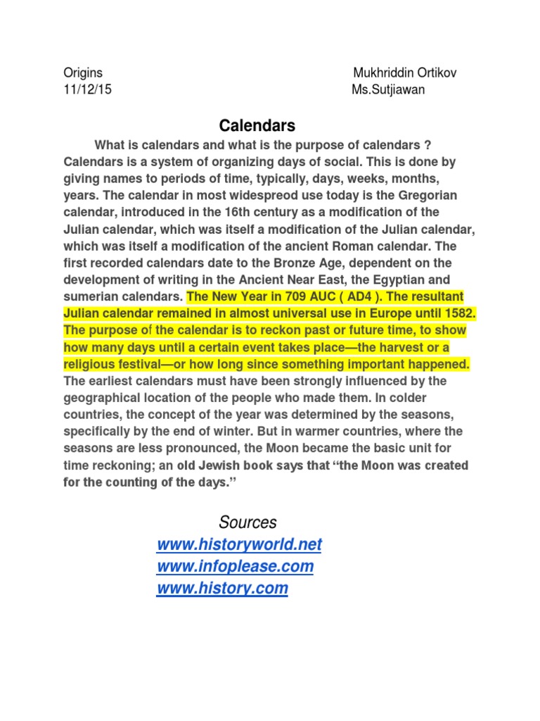 Calendars: What Is Calendars and What Is The Purpose of Calendars ? | PDF