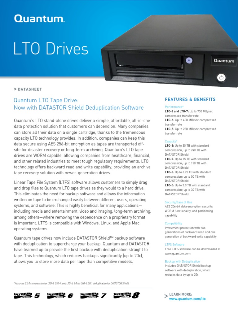 LTO Drives Datasheet (DS00457A) | PDF | Data Management | Computer Data