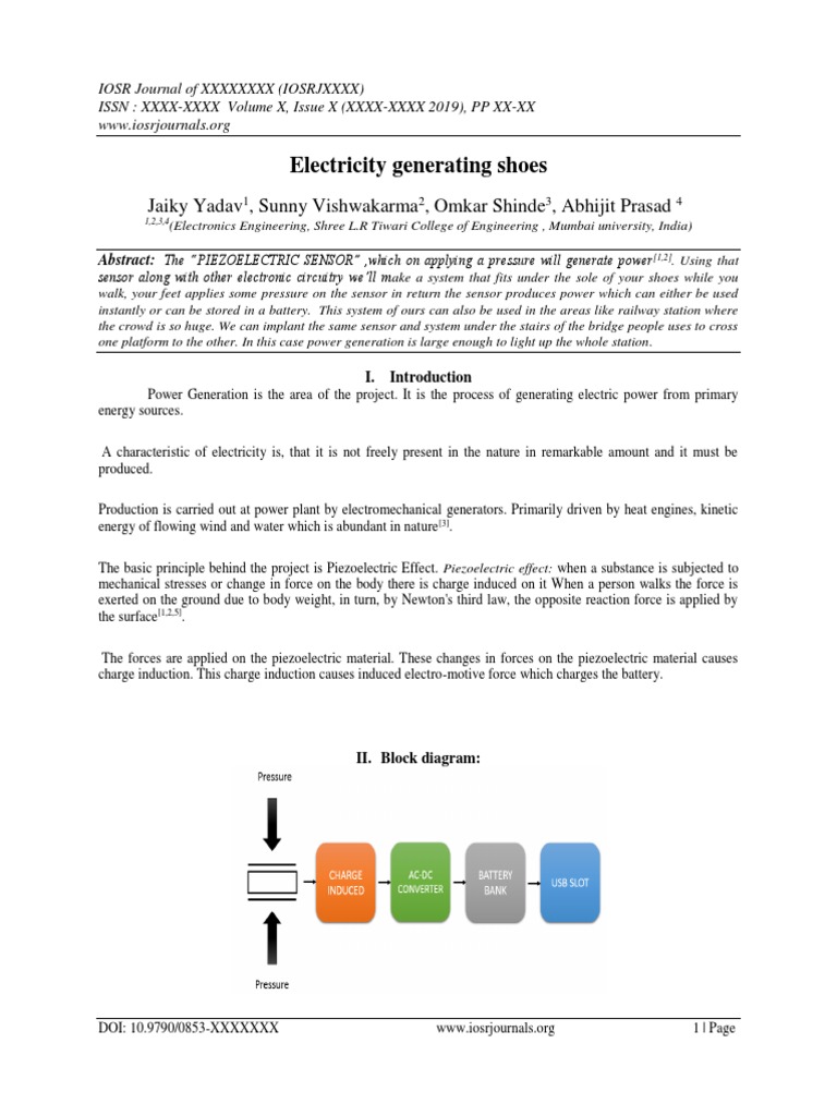 Electricity Generating Shoes | PDF | Rectifier | Piezoelectricity