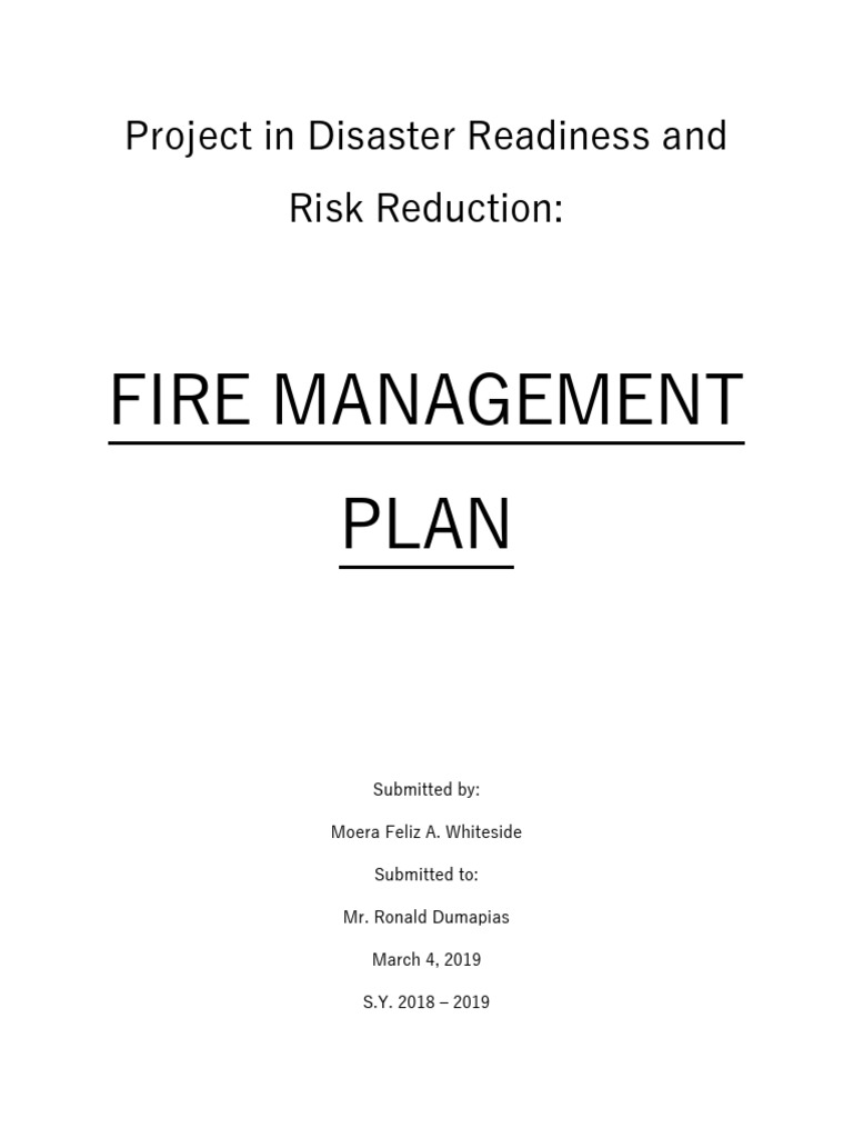 Fire Management Plan | PDF | Kitchen | Stove
