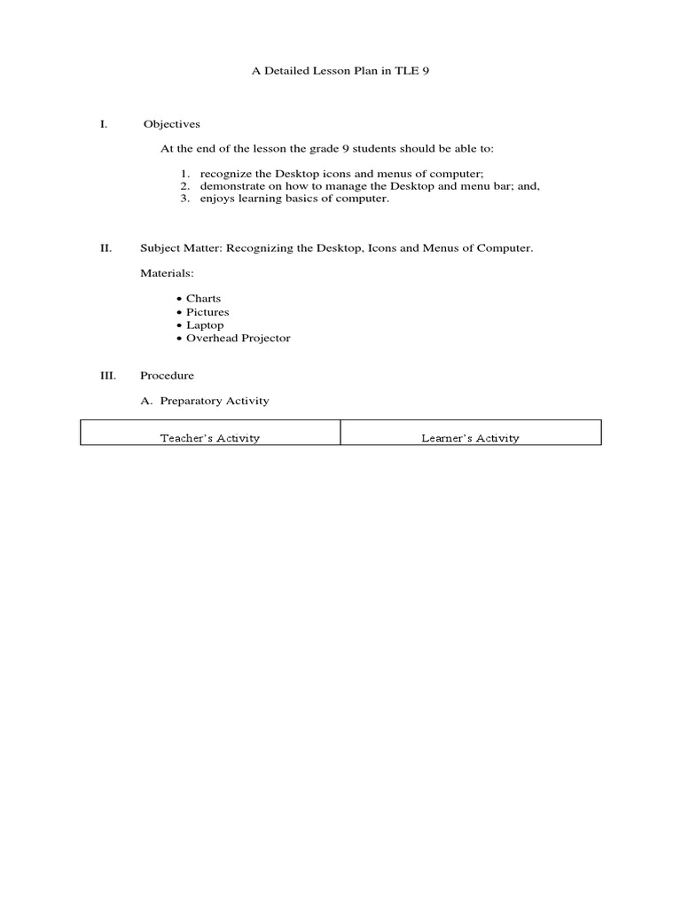 A Detailed Lesson Plan in TLE 9 Finals | PDF | Icon (Computing ...
