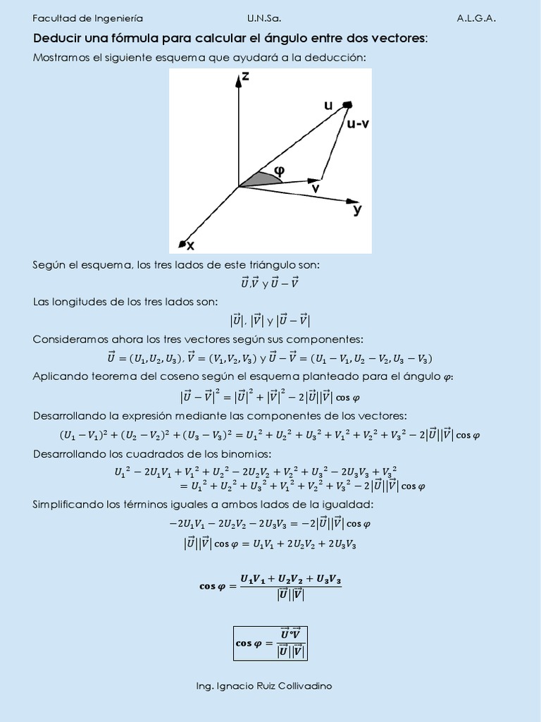 Ángulo Entre Dos Vectores | PDF | Vector Euclidiano | Triángulo