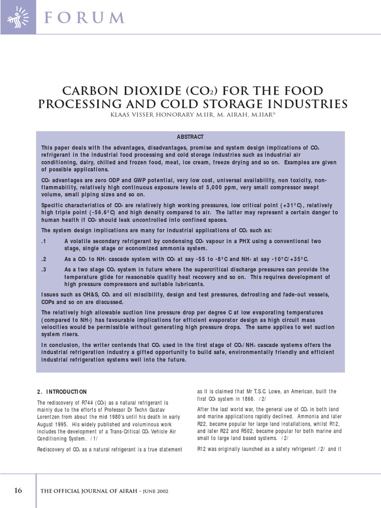 Forum: Carbon Dioxide (Co) For The Food Processing and Cold Storage ...