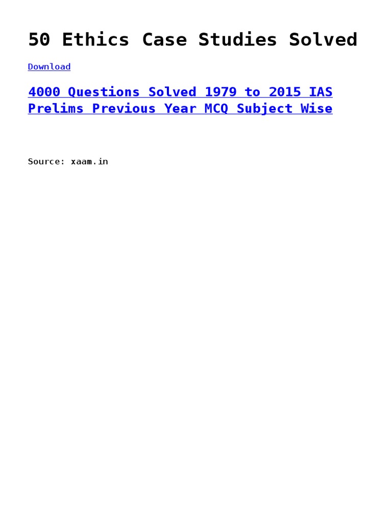 IAS Exam Ethics & MCQ Resources | PDF