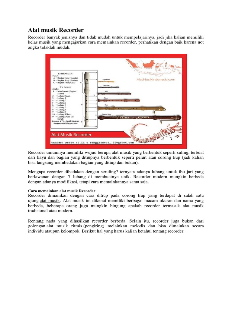 Fungsi dan Cara Memainkan Recorder | PDF