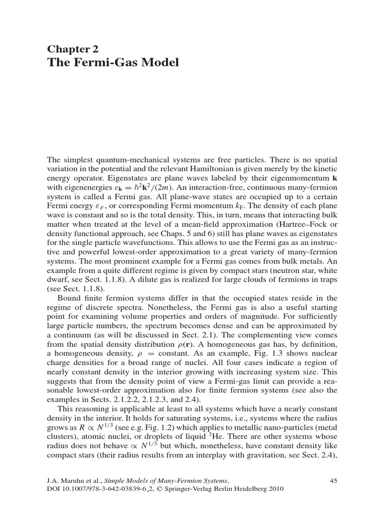 An Introduction to the Fermi Gas Model for Describing Interaction-Free ...