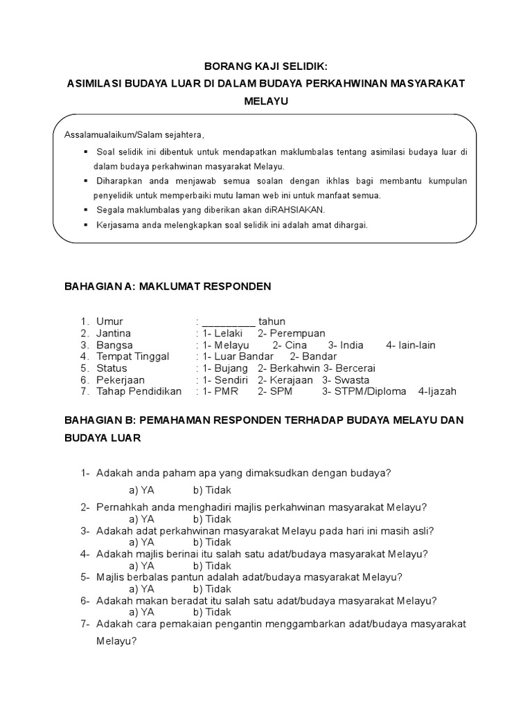 Borang Kaji Selidik | PDF