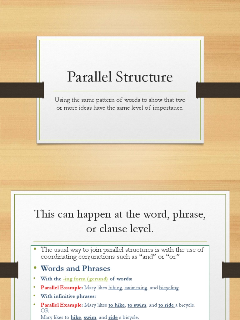 Parallel Structure Powerpoint | PDF | Phrase | Clause
