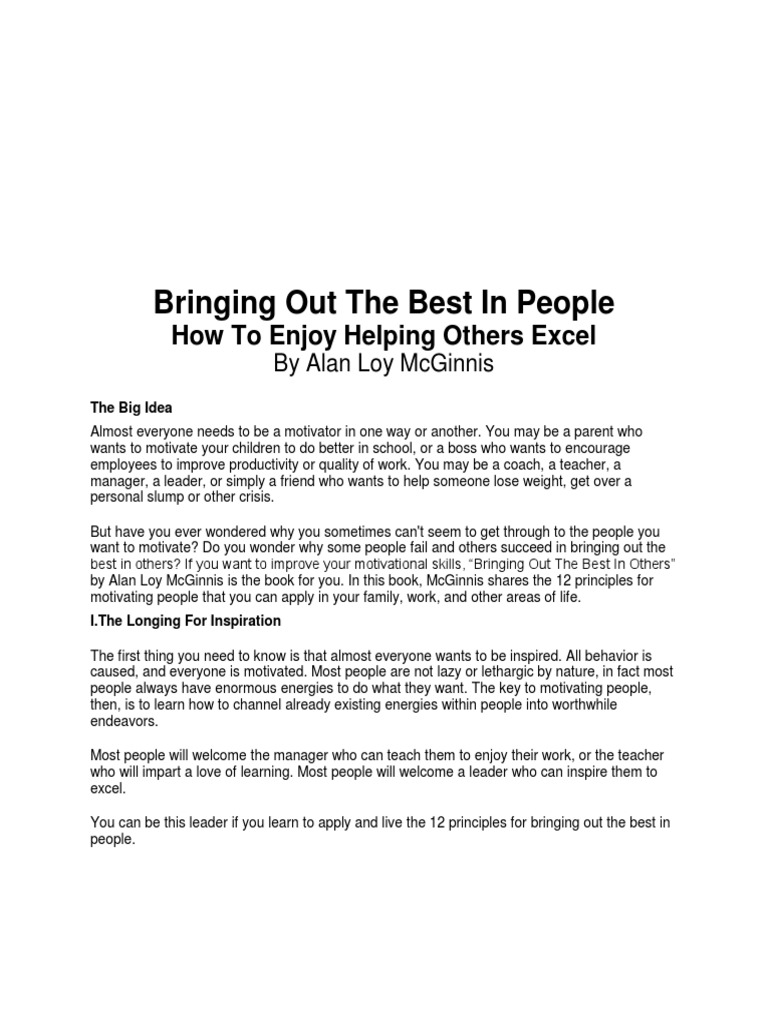 Bringing Out The Best in People PDF | PDF | Reinforcement | Motivation