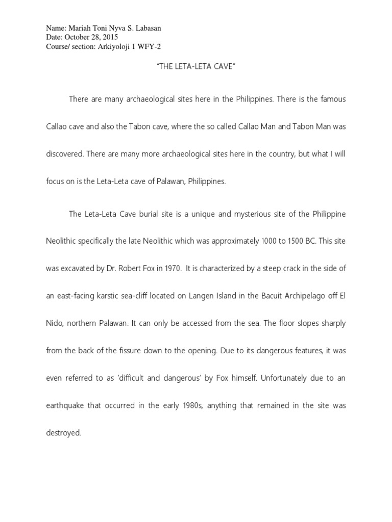 Leta-Leta Cave | Cultural Heritage | Museology | Free 30-day Trial | Scribd