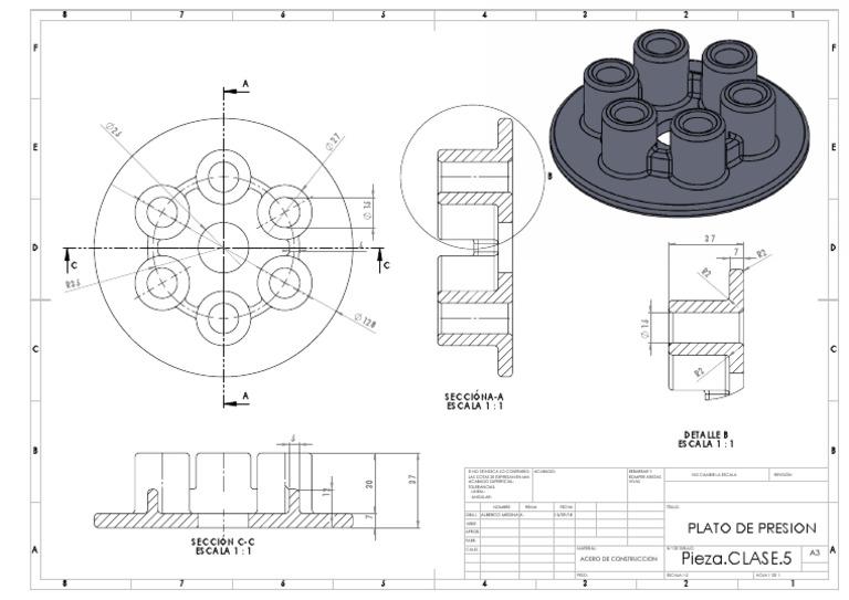 Planos de Plato de Presión en SolidWorks | PDF | Naturaleza