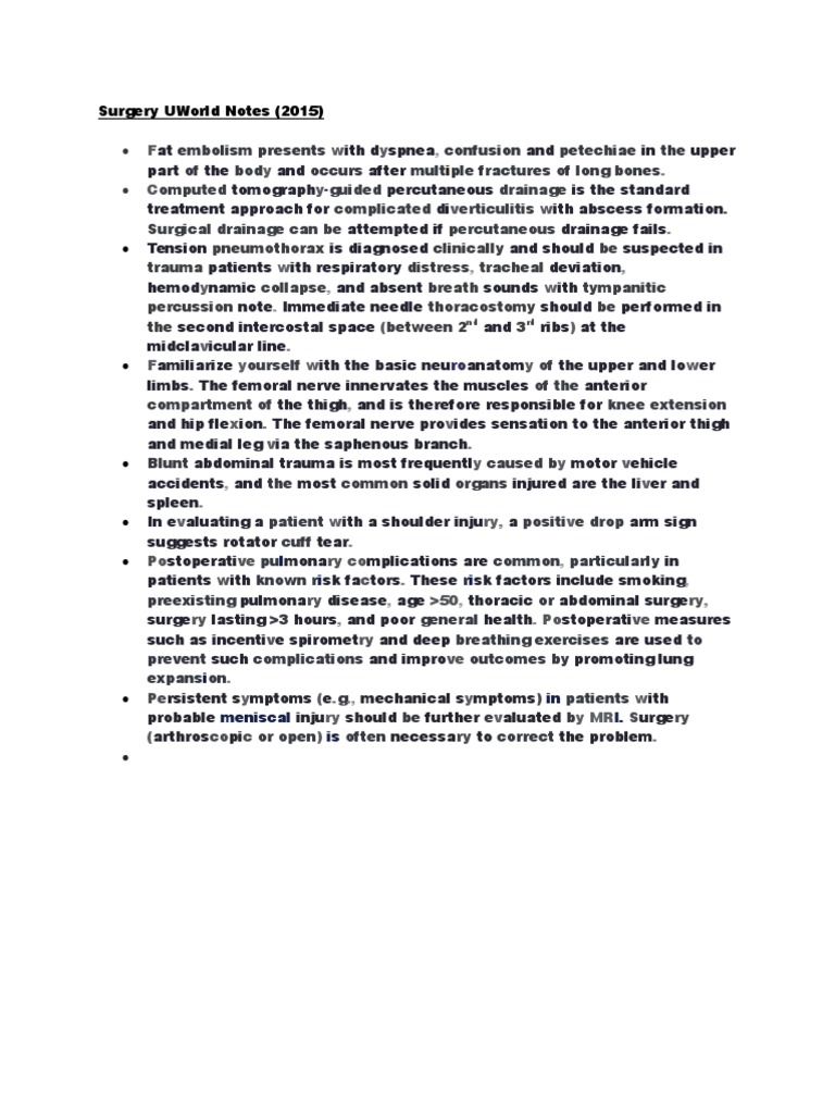Surgery UWorld Notes | PDF