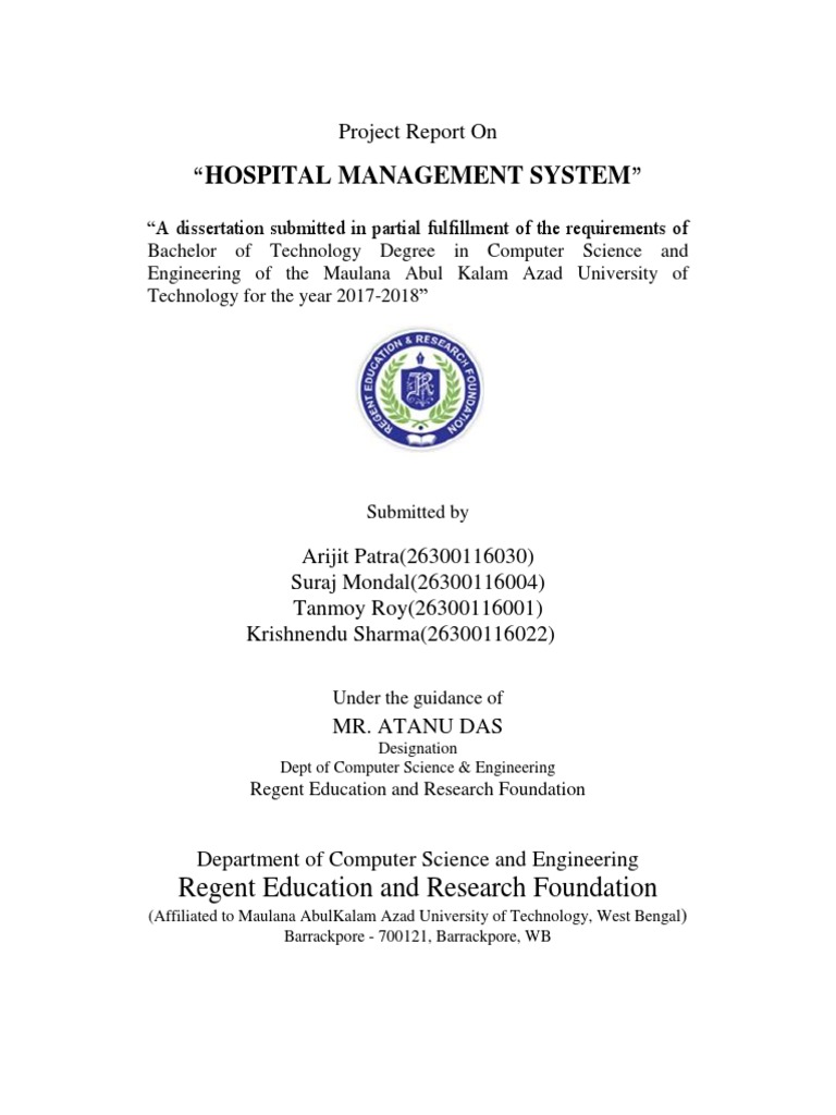 Project Report On Hospital Management System | PDF | Microsoft Windows ...