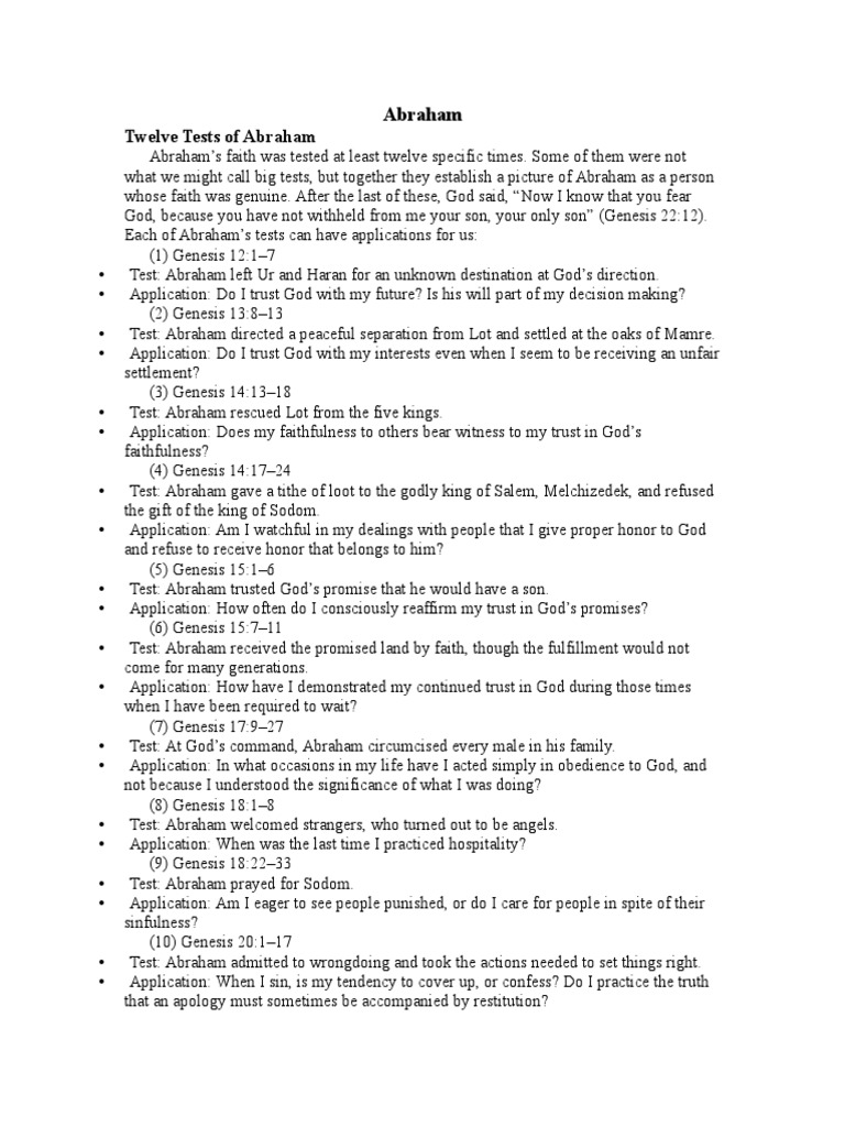 Abraham's 12 Tests of Faith | PDF | Abraham | Laity