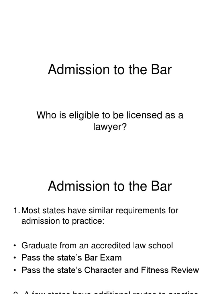 Admission To The Bar: Who Is Eligible To Be Licensed As A Lawyer? | PDF ...