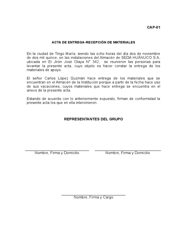 Acta de Entrega - Recepción | PDF | Equipo de oficina | Informática y ...