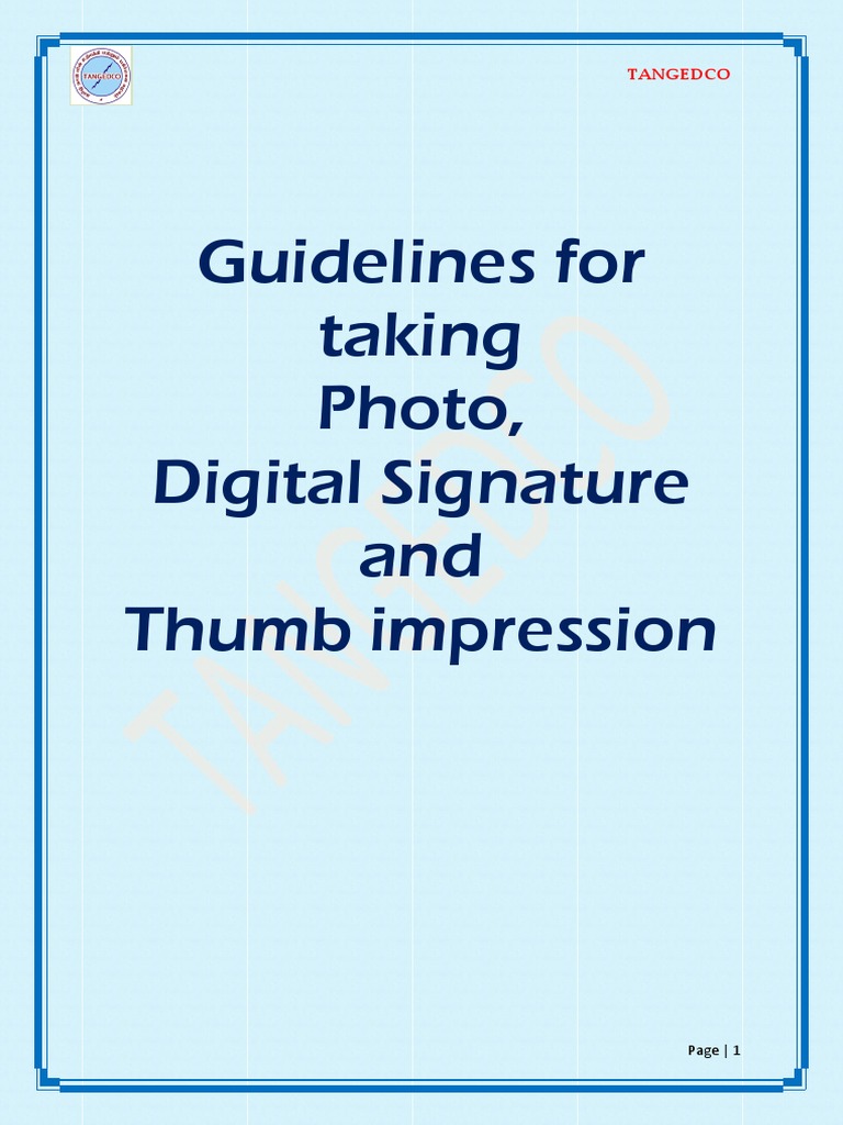 Guidelines For Taking Photo, Digital Signature and Thumb Impression ...