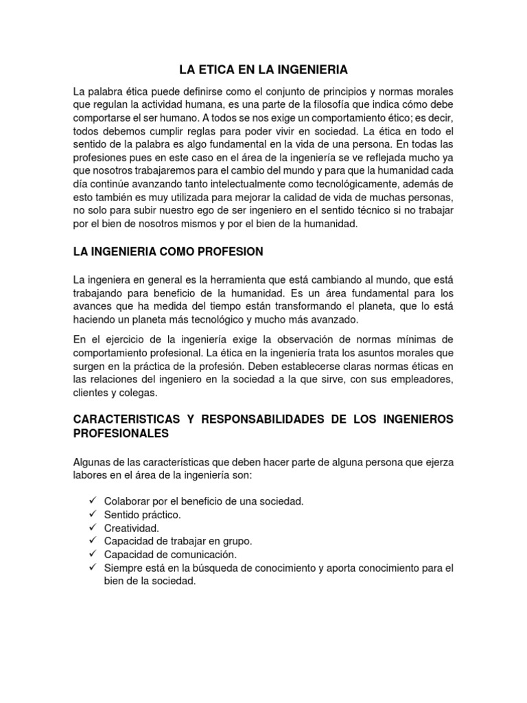 La Etica en La Ingenieria - Resumen | PDF | Ingeniería | Homo Sapiens